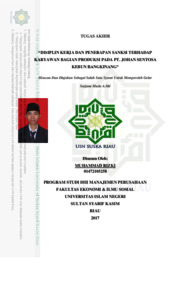 DISIPLIN KERJA DAN PENERAPAN SANKSI TERHADAP KARYAWAN BAGIAN PRODUKSI ...