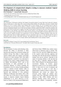Development of computerized adaptive testing to measure students ...