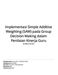 TURNITIN_Implementasi Simple Additive Weigting (SAW) pada Group ...