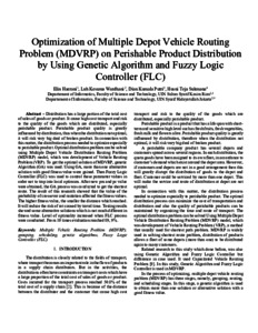 Optimization of Multiple Depot Vehicle Routing Problem (MDVRP) on ...